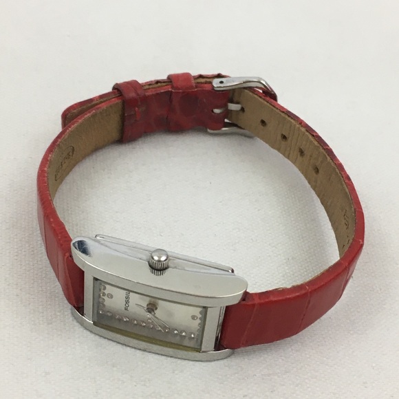 Fossil | Accessories | Vintage Fossil Red Leather Strap Watch | Poshmark